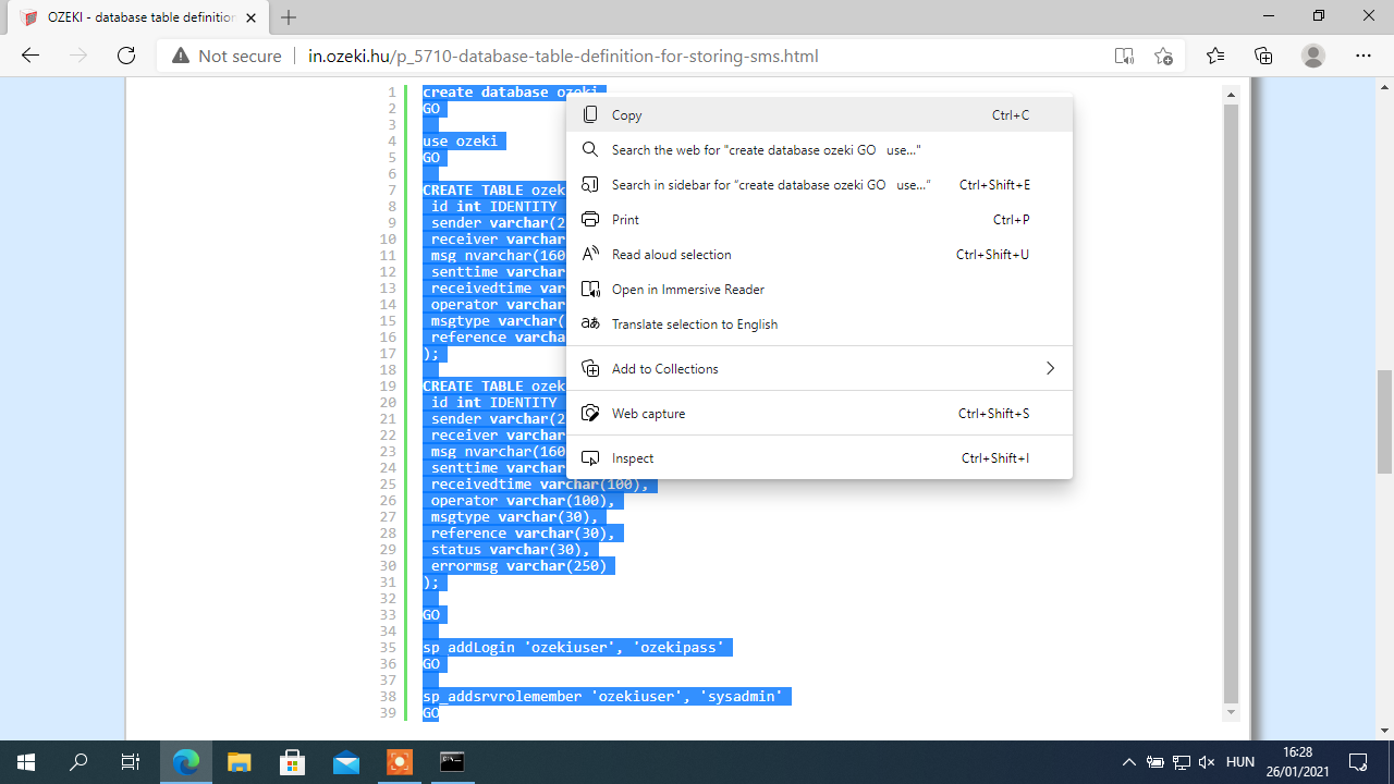 Mssql Database Layout For Ozeki 10 Softwares