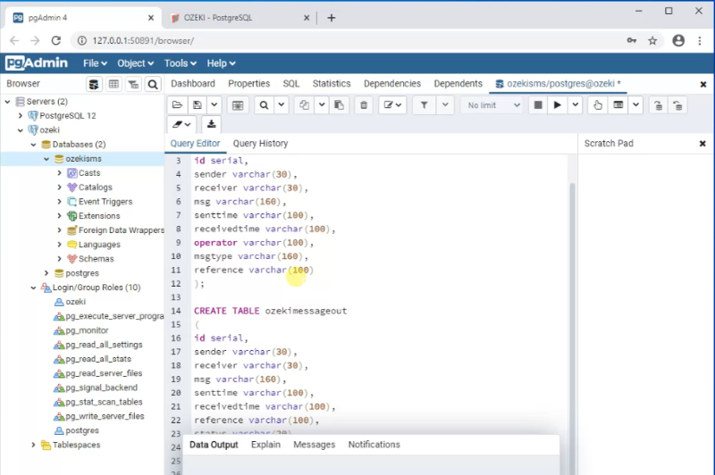 Postgresql Database Tables