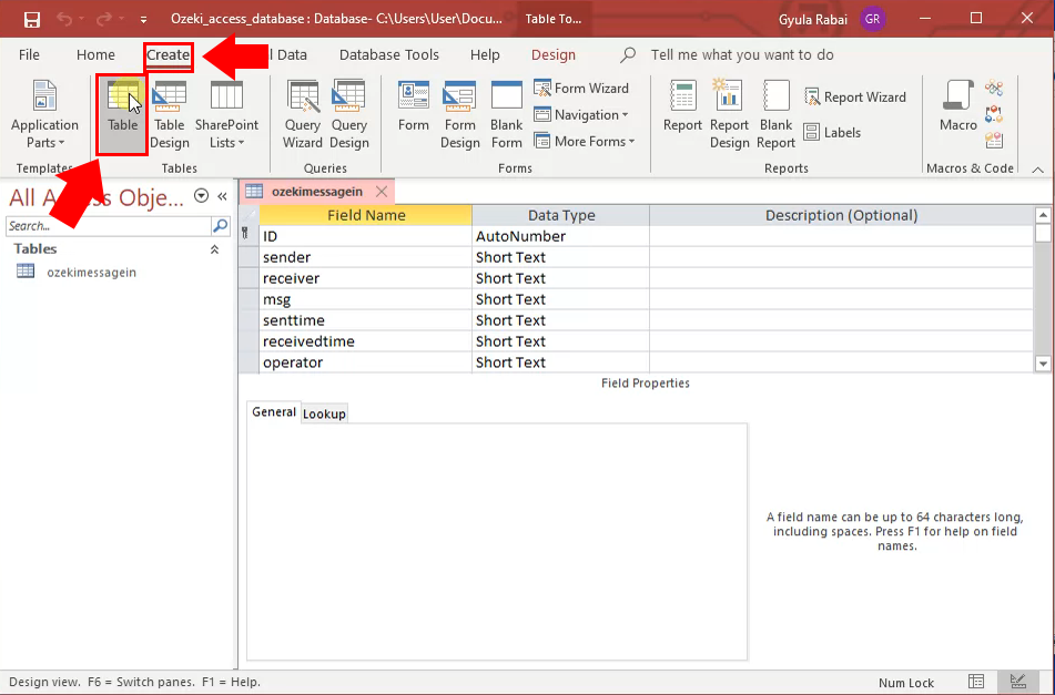 Access 365 table structure