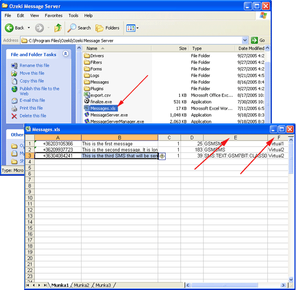 Sending a different type of SMS from excel