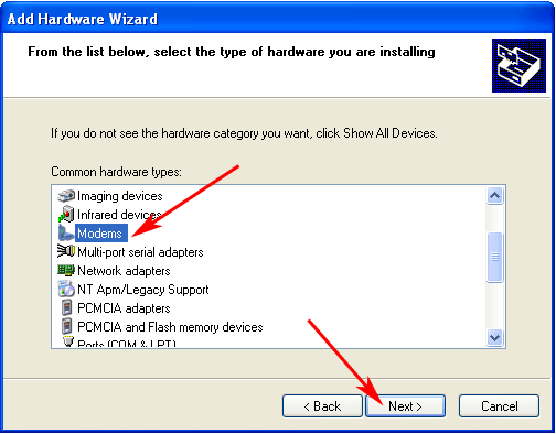 Installing the standard modem
